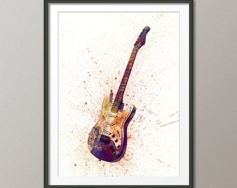 Electric Bass Guitar Abstract Watercolor Music by artPause on Etsy