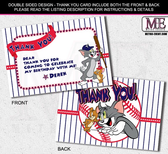 Items similar to Tom & Jerry Thank you cards,Tom and Jerry Thank You ...