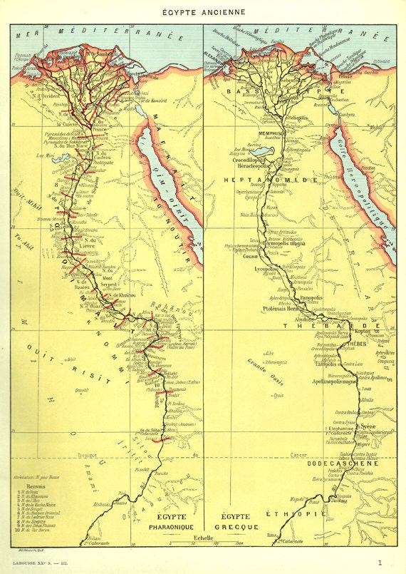 1936 Ancient Egypt map Vintage Egypt map by FrenchVintagePrints