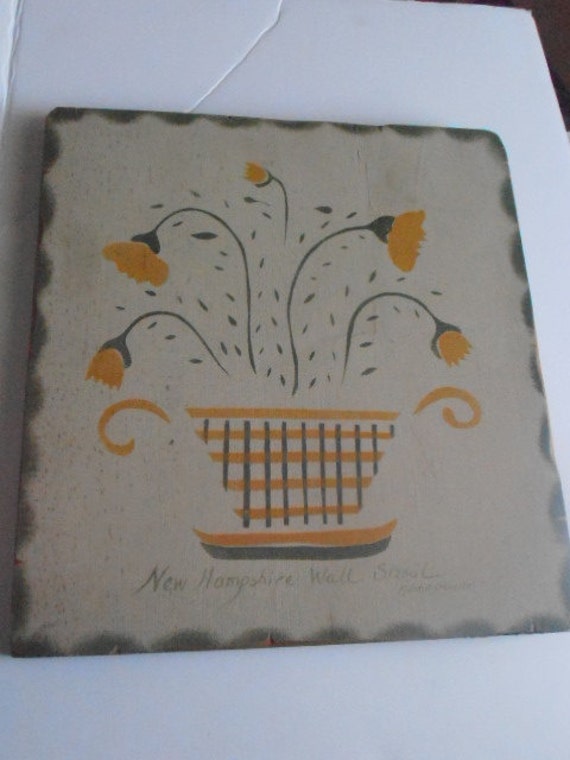 Hand Stenciled alice fjelstul signed wall plaque New