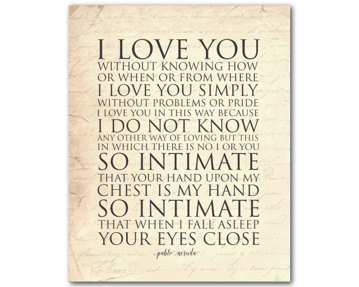 I love you without knowing Pablo Neruda 100 Love Sonnets