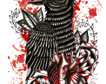 Crow tattoo | Etsy