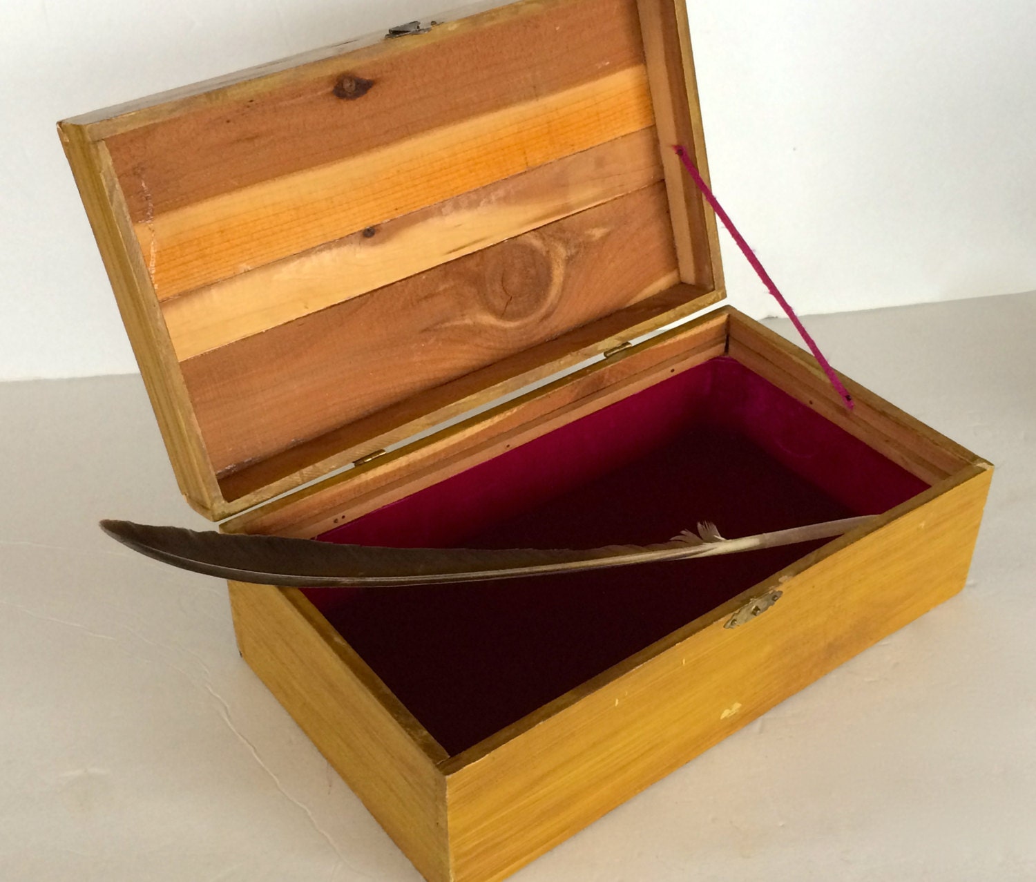 Wooden Box Velvet Interior Decorative Box Grapevine Vintage Wood ...