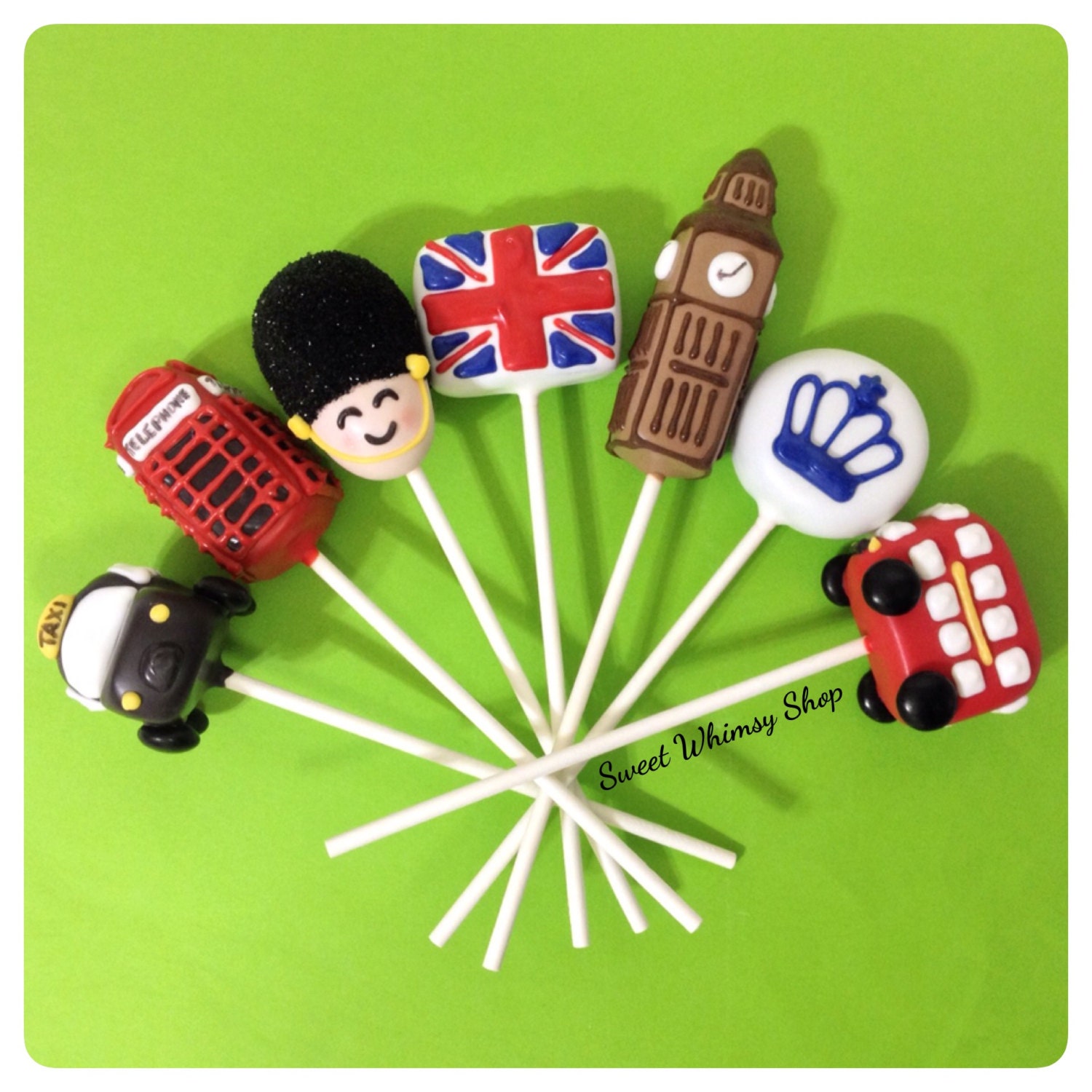 21 Cake Pops For London England British Party Favor UK 21-cake-pops-for-london-england-british-party-favor-uk