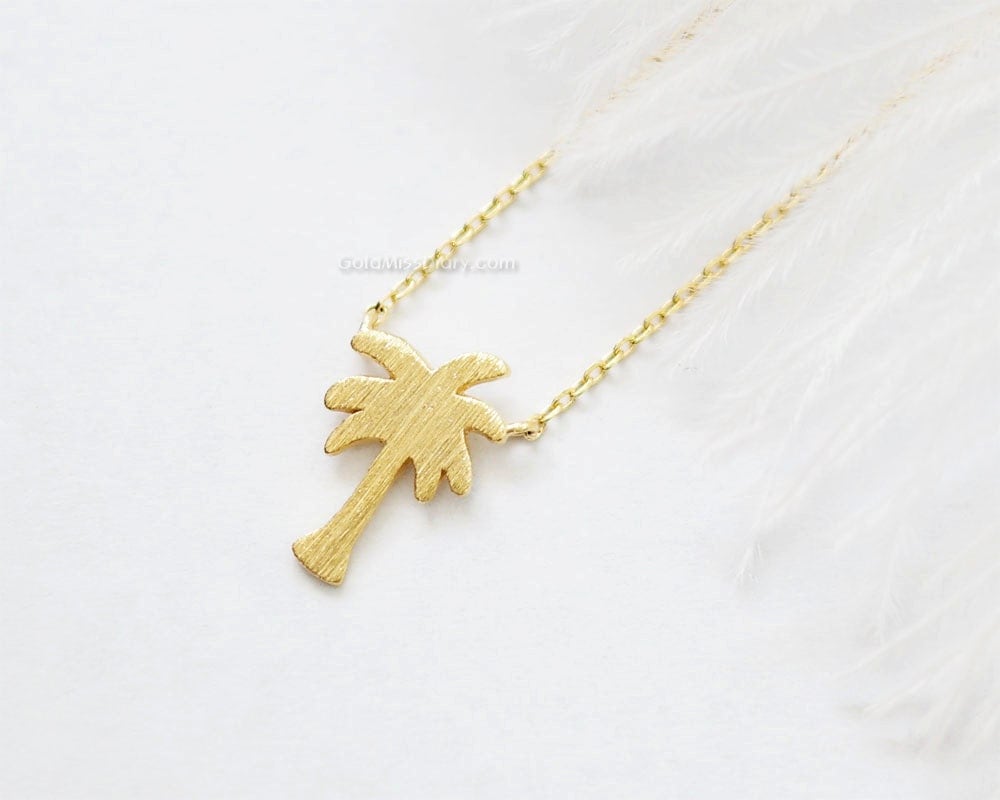 tiny Palm Tree Necklace in gold Dainty palm tree Pendant