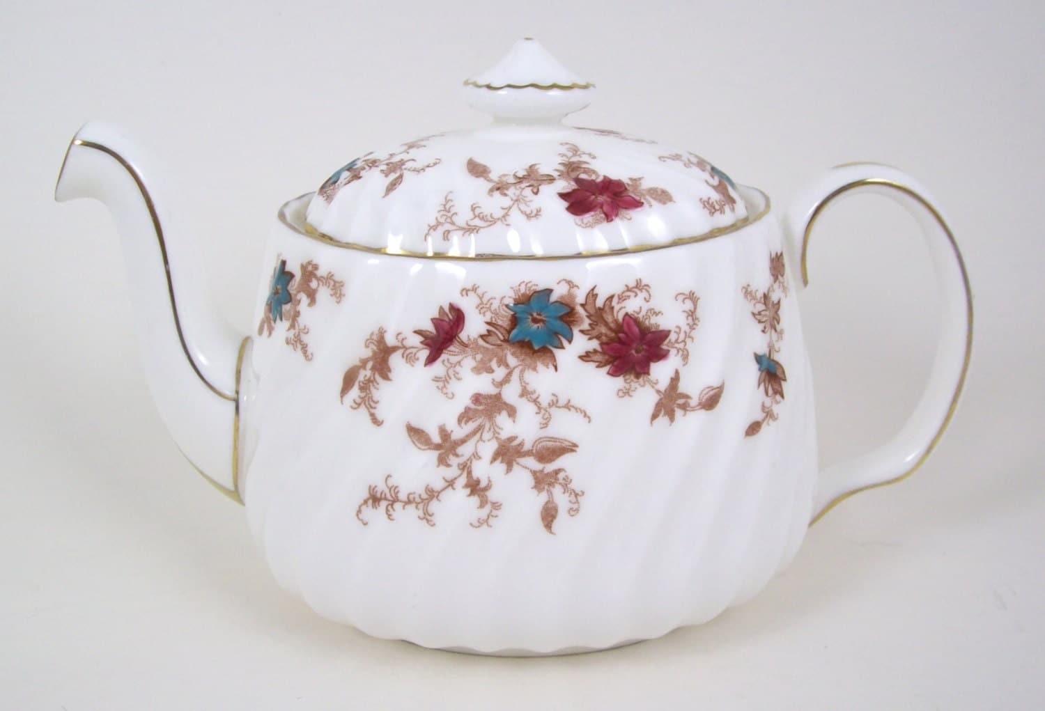 Vintage Minton Miniature Teapot Ancestral Pattern Spiral Twist Shape 16 ...