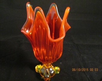 Amberina glass vase | Etsy