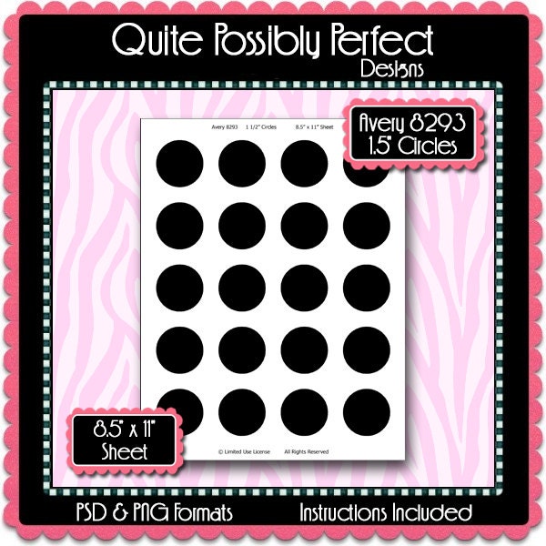 1.5 Circles Avery Labels 8293 Template Instant Download