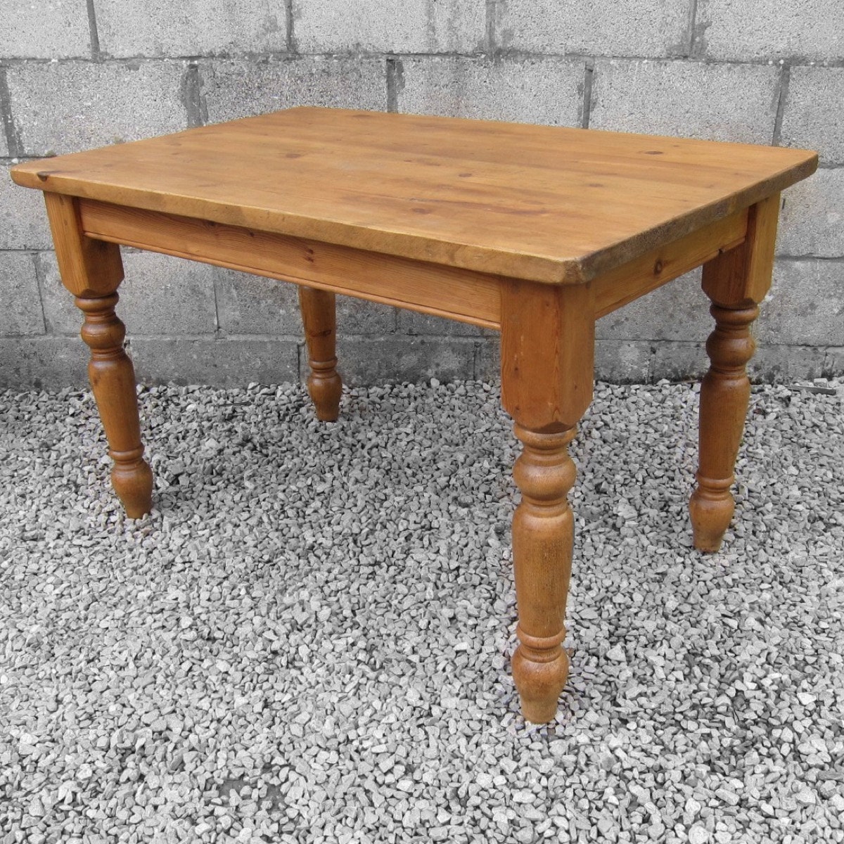 Traditional Old Vintage Farmhouse Kitchen Dining Table 4ft – Full Wax ...