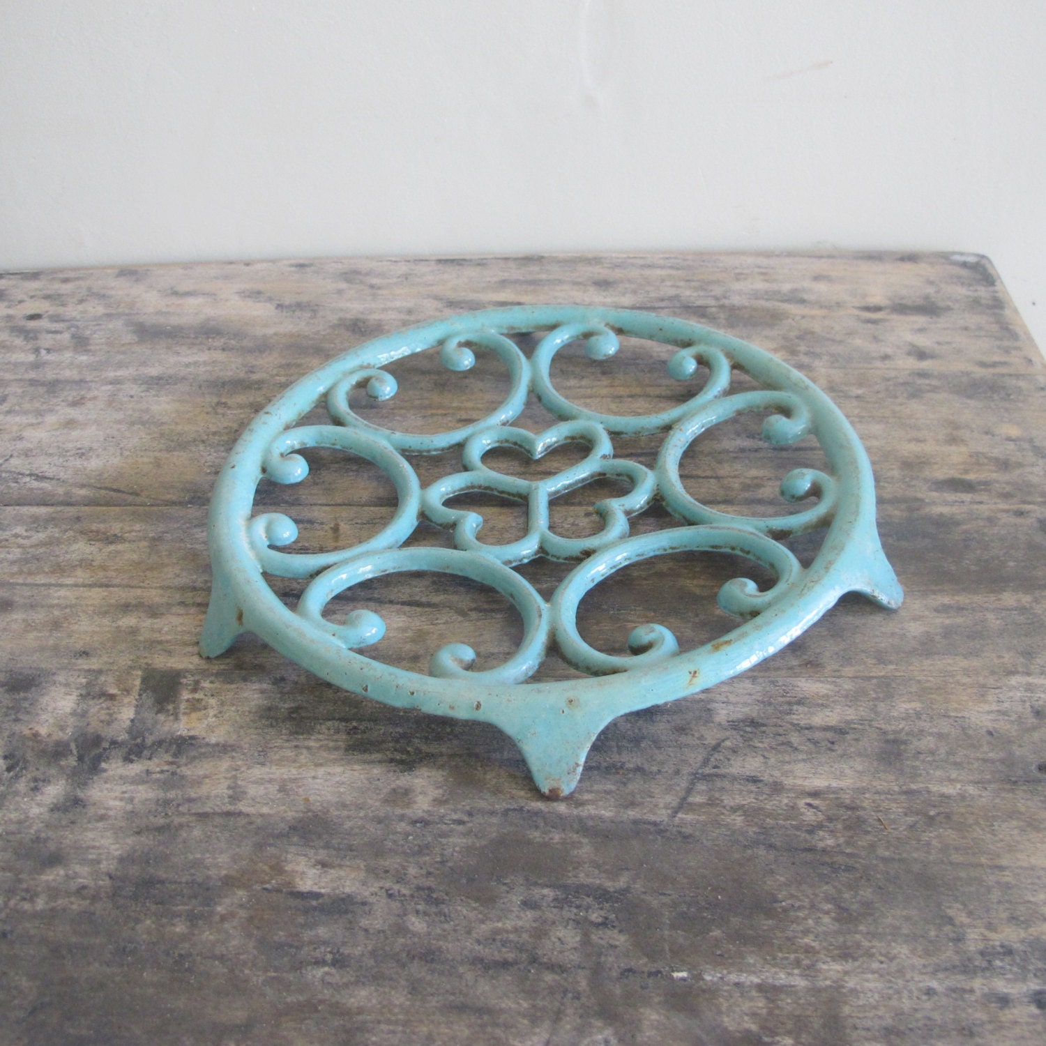 vintage French cast iron turquoise Trivet – Haute Juice