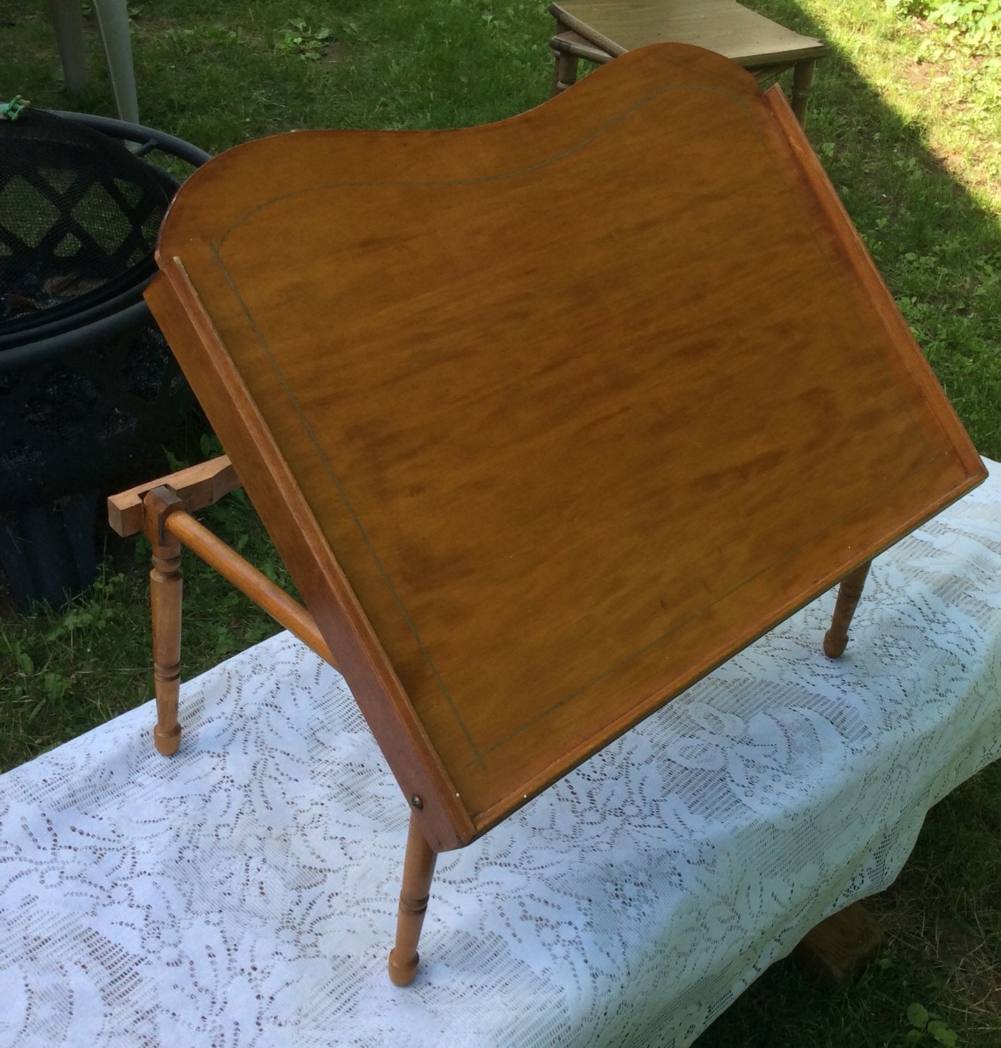 Antique wood adjustable breakfast reading bed tray. Free ship to US ...