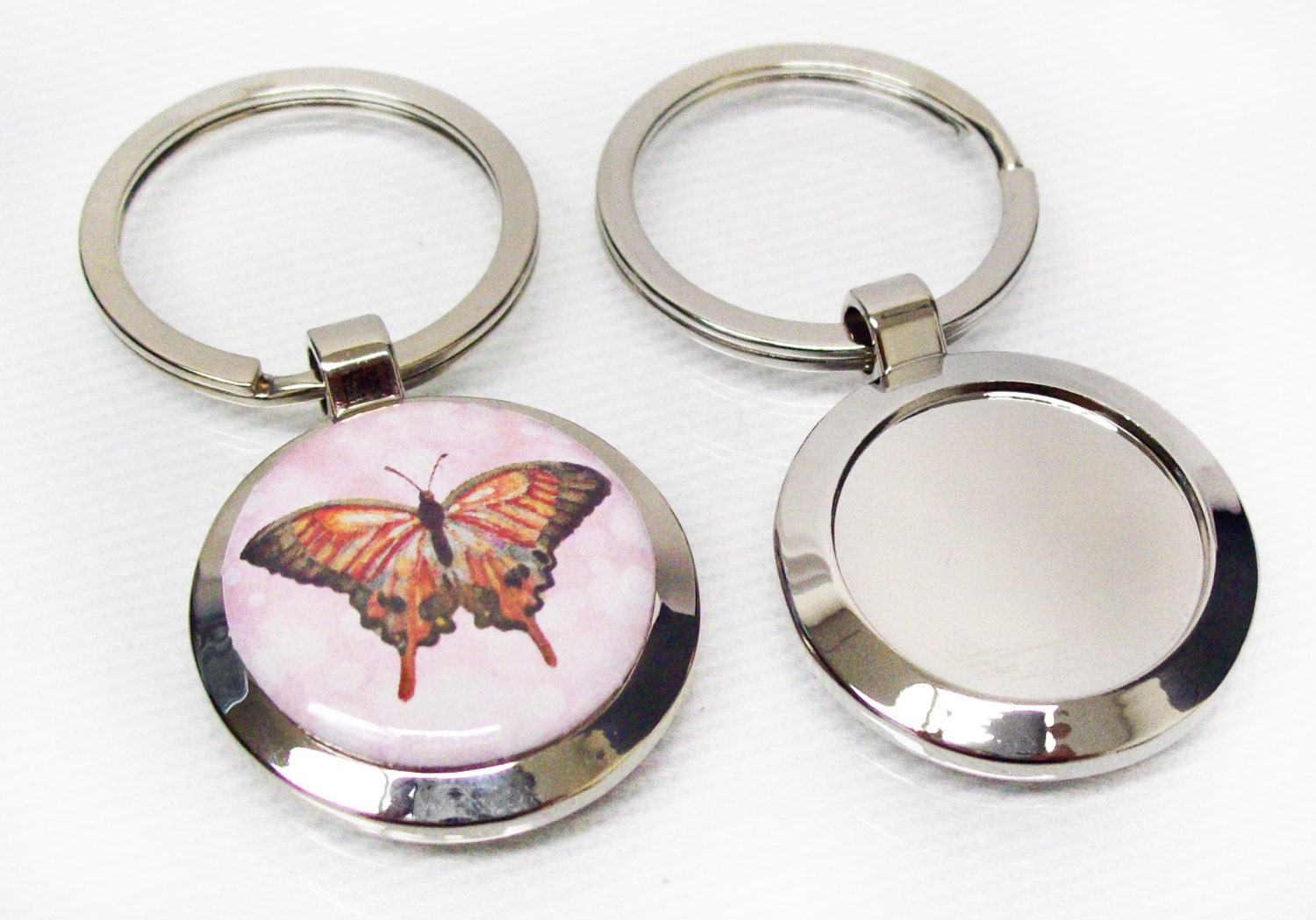 Key Fob Key Chains for use with 1 Metal Flat Back