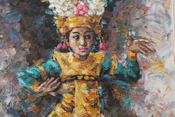 XL Balinese Dancer Original Oil Painting - Ubud, Bali 2007