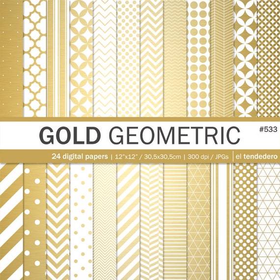 Gold digital paper pack Metallic gold Metallic gold by eltendedero