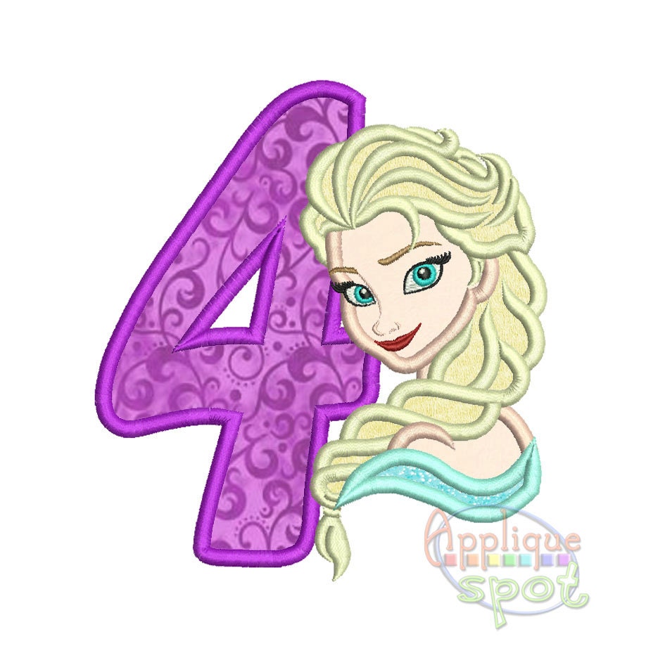 Elsa Fourth 4th Birthday Frozen 4 5 sizes included: 4x4