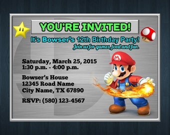 super smash bros birthday invitation on Etsy, a global handmade and ...