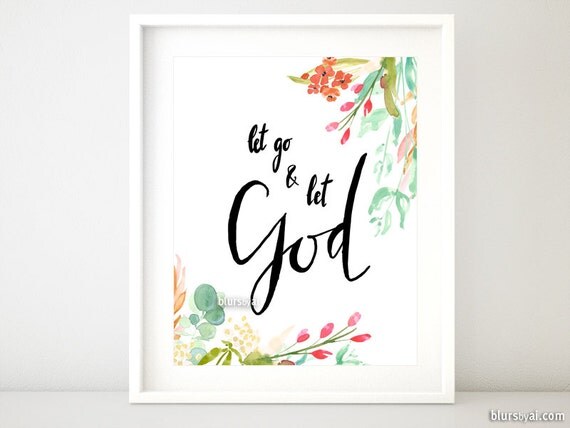 Let go and let God Bible verse printable hand lettered