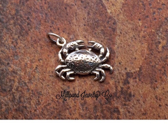 Crab Charm Crab Pendant Sterling Silver Crab Charm Beach