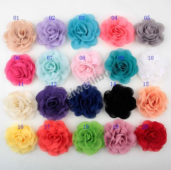 Chiffon Fabric Fowers Fabric Flowers Multicolor by aiweilibo