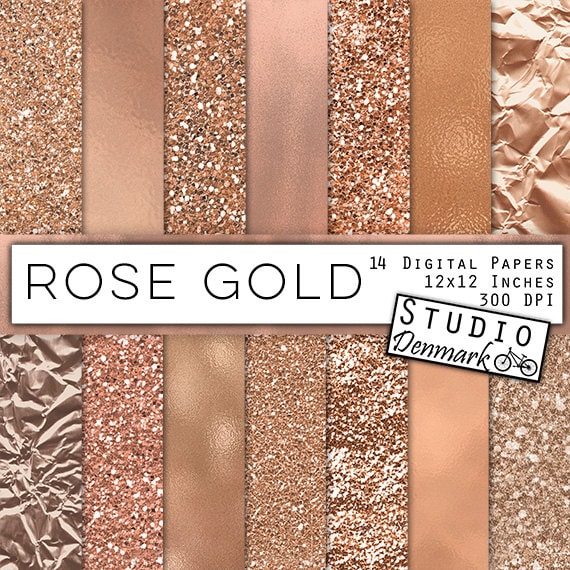 Rose Gold Foil and Glitter Textures – Rose Gold Digital Paper – Warm ...