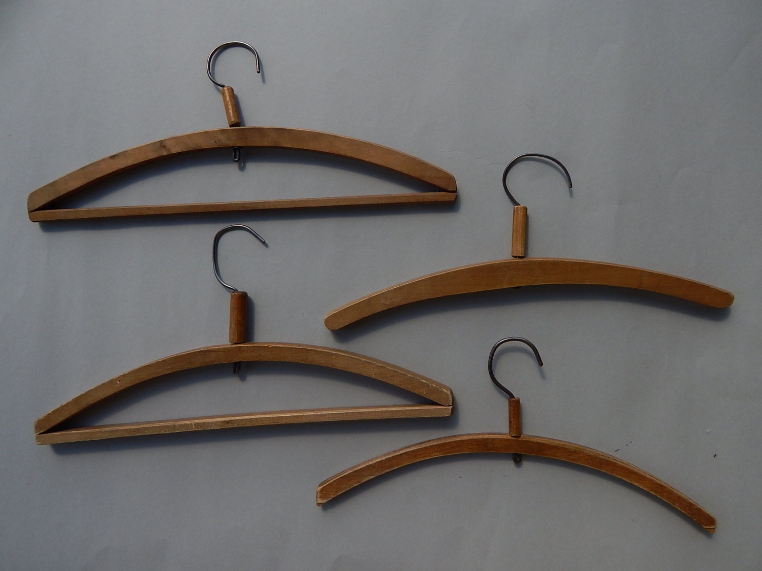 Soviet Vintage Wooden Hand Made Cloth Hangers Set of 4 Rustic decor ...
