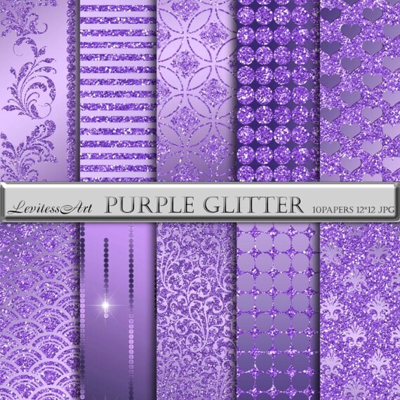 Purple & glitter digital Paper Purple glitter by LevitessArt
