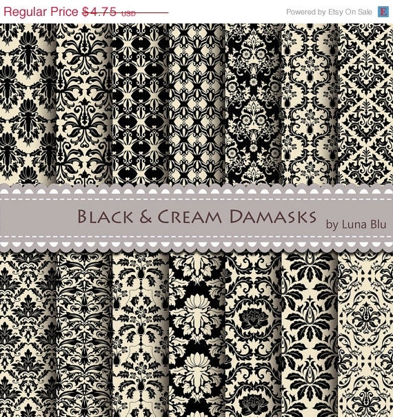 New Item added to my shop:60% OFF Black and Cream Digital Paper: “Black ...