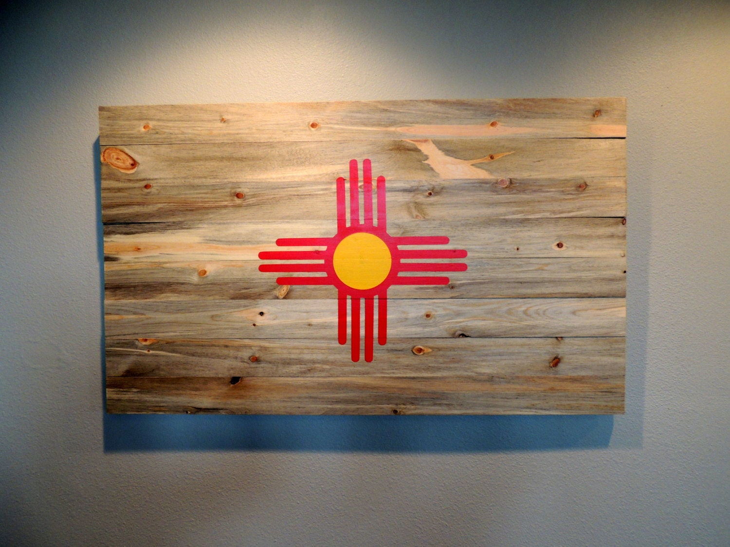 New Mexico State Flag Zia Art Sign Beetle Kill Wood Multiple