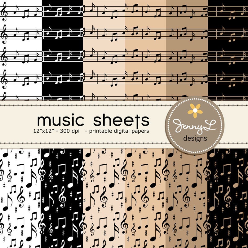 Music Sheets Digital Papers Musical Notes for Digital
