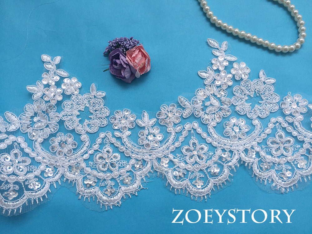 Sequin Lace Trim Sequined ALencon Lace Sequined Corded Lace