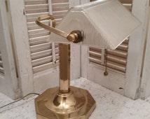 Vintage Banker's Lamp, Vintage Library Lamp, Clear Glass Library Lamp ...