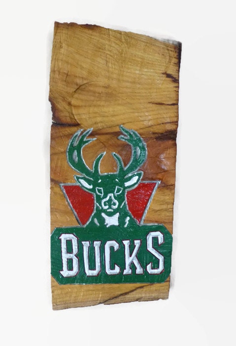 Milwaukee Bucks sign Bucks wood log slice sign Milwaukee
