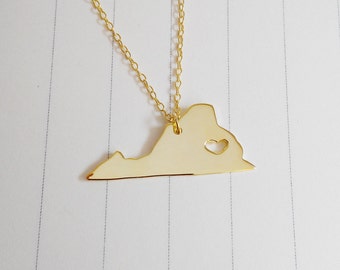 Virginia State Necklace Rose Gold Virginia Charm Necklaces