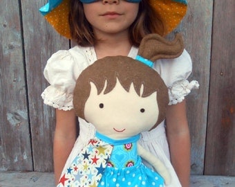 Superhero rag dolls in nautical look toddler gift by LaLobaStudio