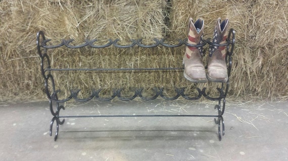 Horseshoe Boot Rack Indoor & Outdoor by SarahsWeldedWhatnots