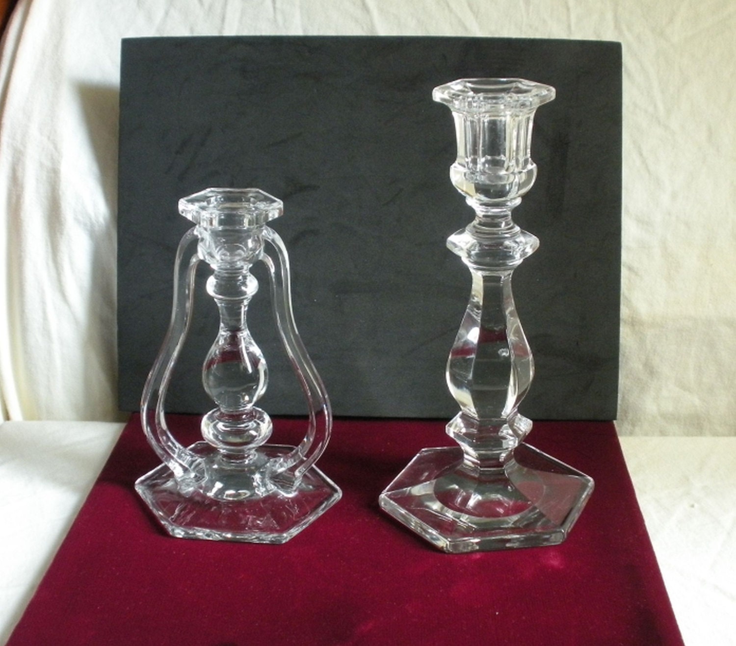 Glass Candlestick Holders by NewEnglandReminisce on Etsy