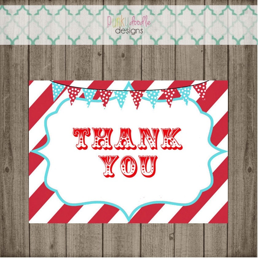 Carnival Thank You Cards Circus Thank You Cards Birthday