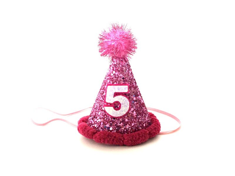Large Glitter Party Hat Fifth Birthday Party by littleblueolive
