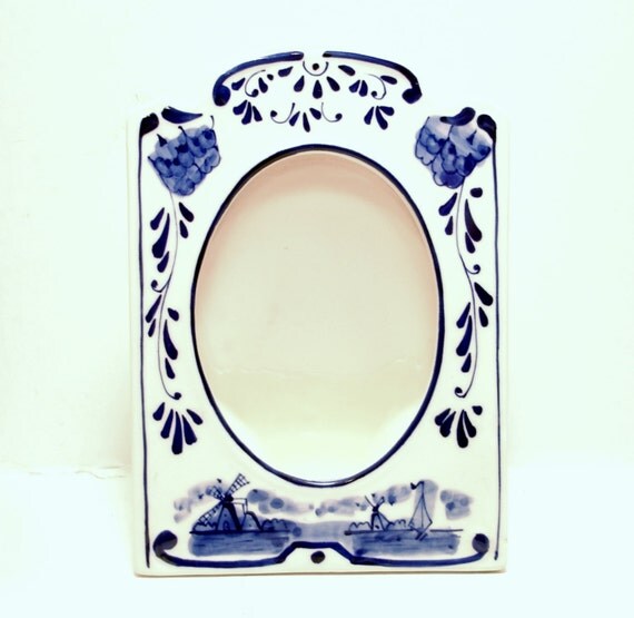 Delft Blue Hand Painted Ceramic Photo Frame 040386 Holland