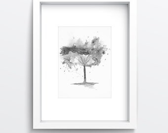 Unique watercolor tree related items | Etsy