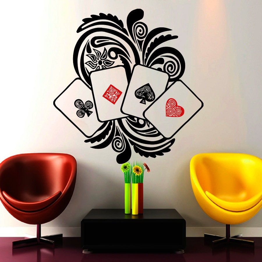 Wall Decals Poker Cards Casino Decal Vinyl by VinylDecals2U