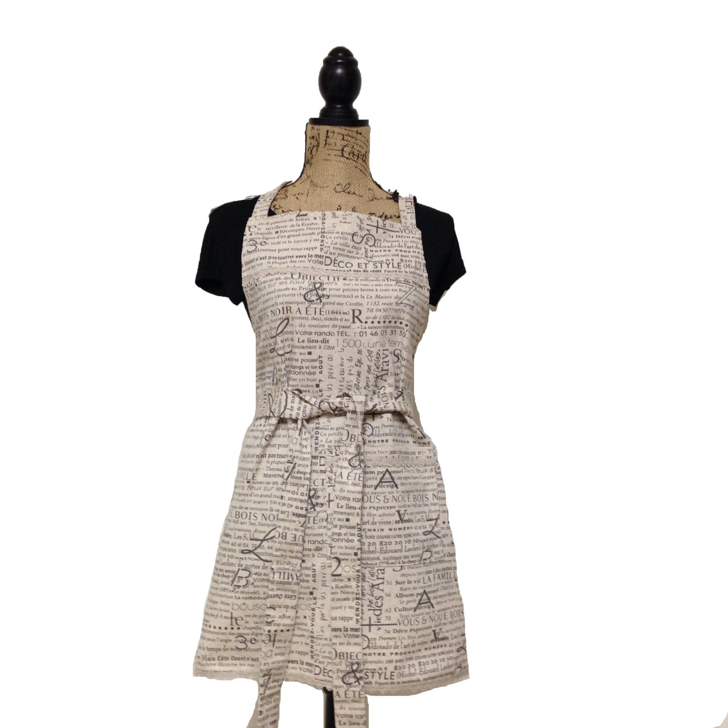 French Chef apron Beige print apron Women's French