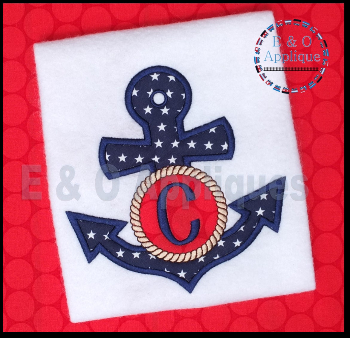 Anchor Monogram Applique Design Nautical Embroidery Design