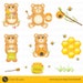 Bear and honey vector Clip art and Digital paper set EPS