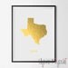 Texas Map Gold Foil Print Gold Print Map Custom by UyenoMiyoshi