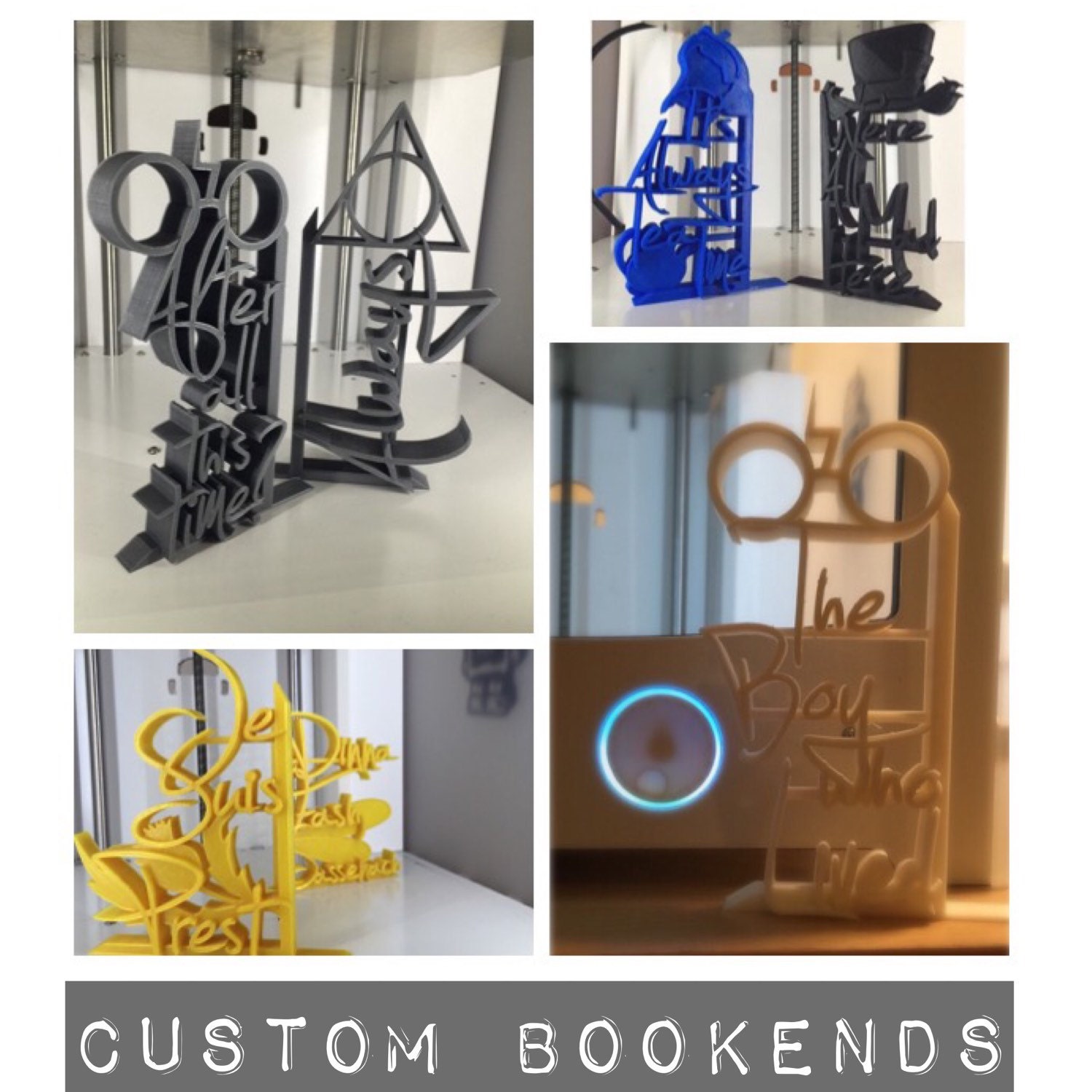 Custom 3D Printed Bookends DVD ends your own by Bespoke3DPrinting