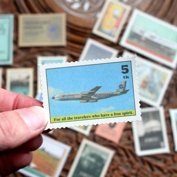 Travel stamp stickers Set/ Travel Journal Deco / Vintage