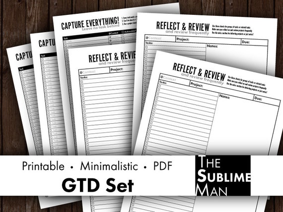 Getting Things Done GTD Printable Set Letter by TheSublimeMan