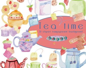 Tea time clipart | Etsy