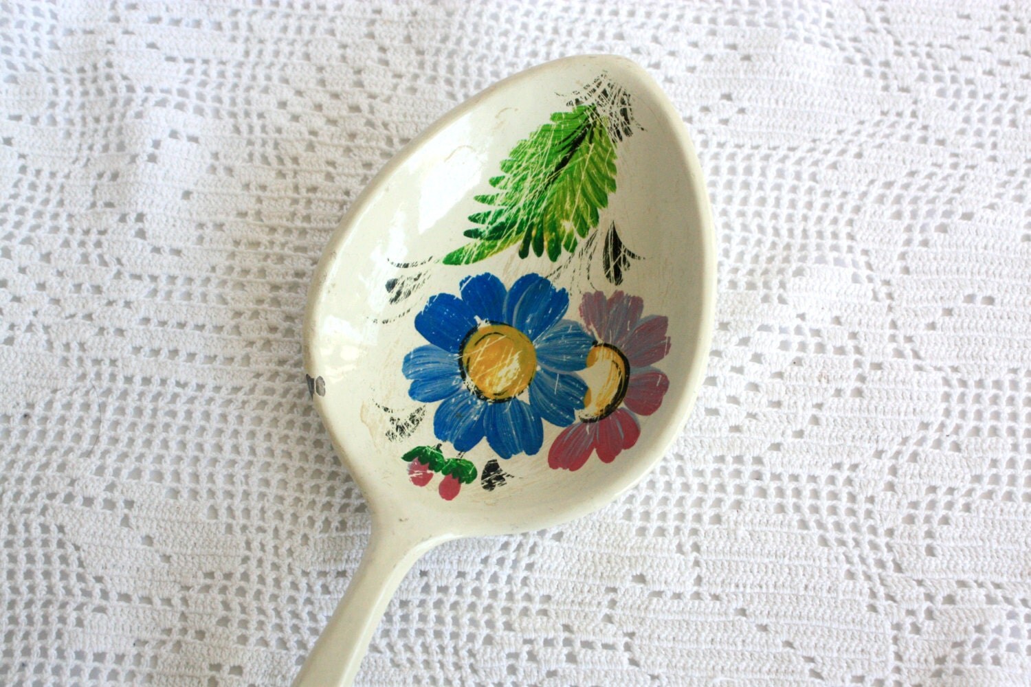 Vintage Soviet Big Enamel Hand-Painted Spoon of 1960s_Made in USSR ...